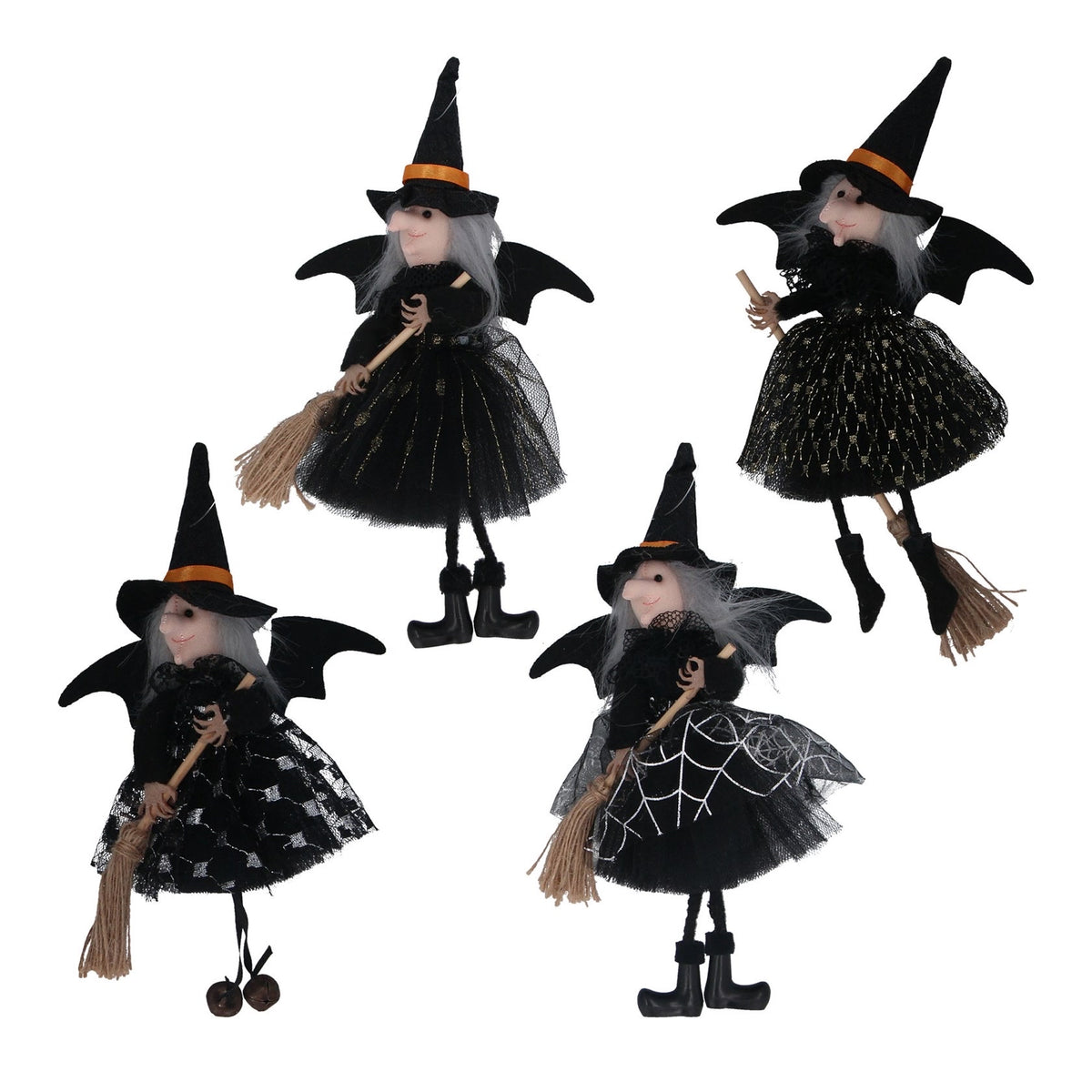Gisela Graham Black Witch on a Broom Decoration