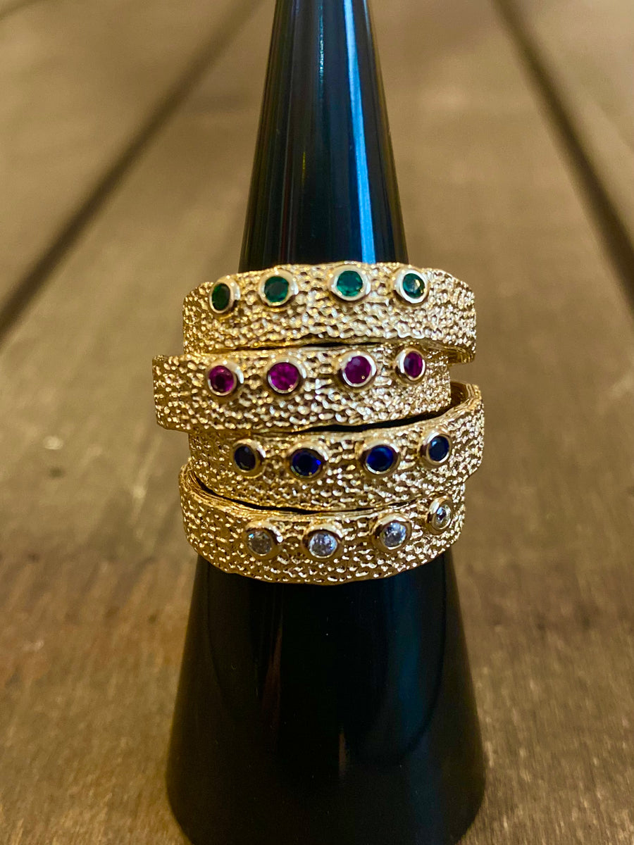 My Doris Textured Coloured Stone Adjustable Ring - 4 Colours